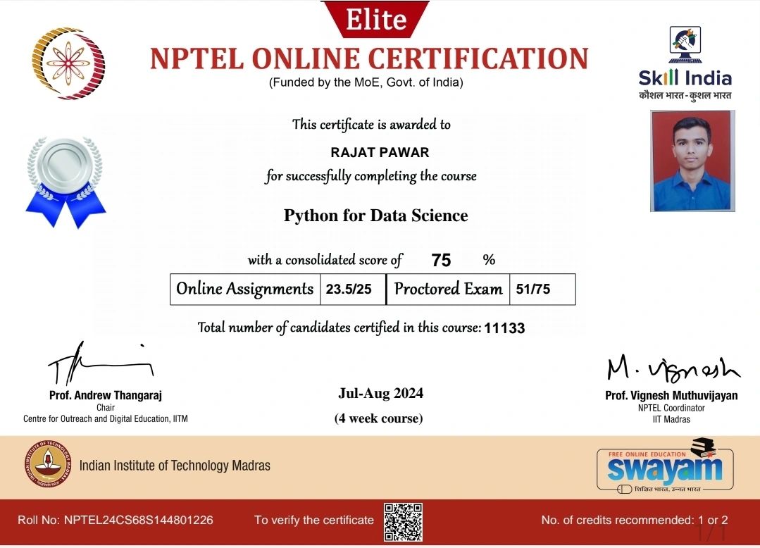 Rajat Pawar on LinkedIn: #python #datascience #nptel #learning # ... Rajat Pawar on LinkedIn: #python #datascience #nptel #learning # ...