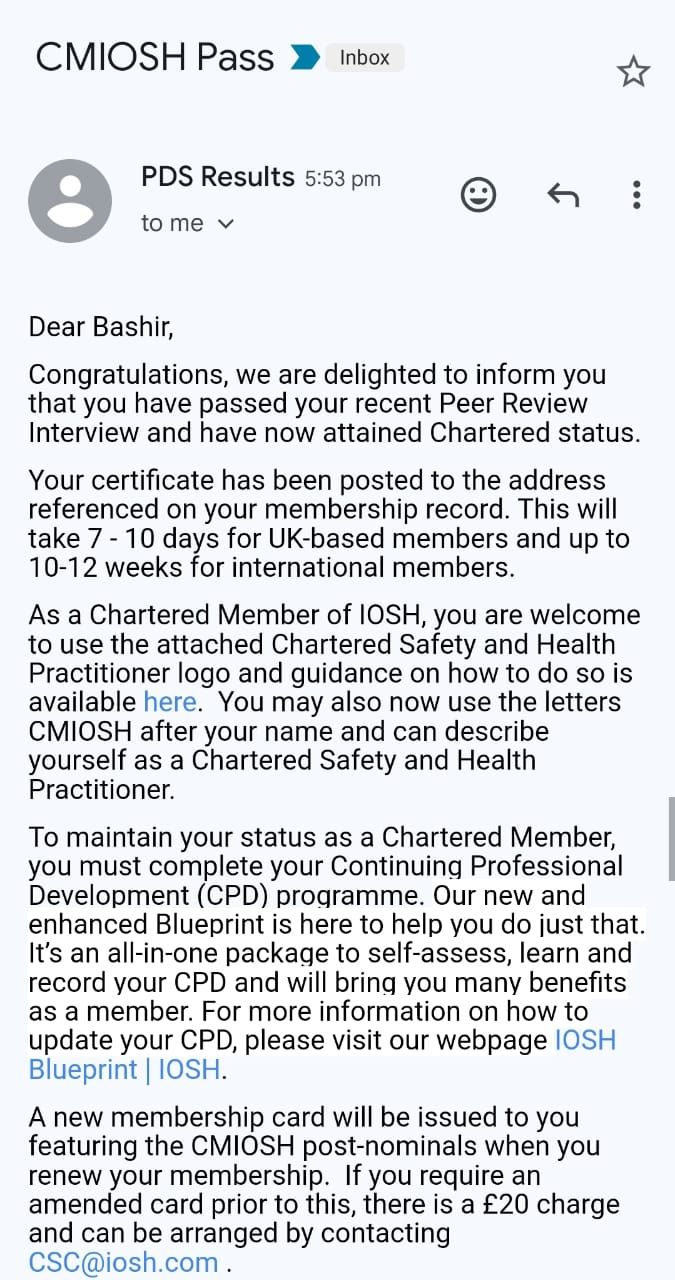 Bashir Ahmed - CMIOSH on LinkedIn: #iosh #ioshuae #cmiosh # ... Bashir Ahmed - CMIOSH on LinkedIn: #iosh #ioshuae #cmiosh # ...