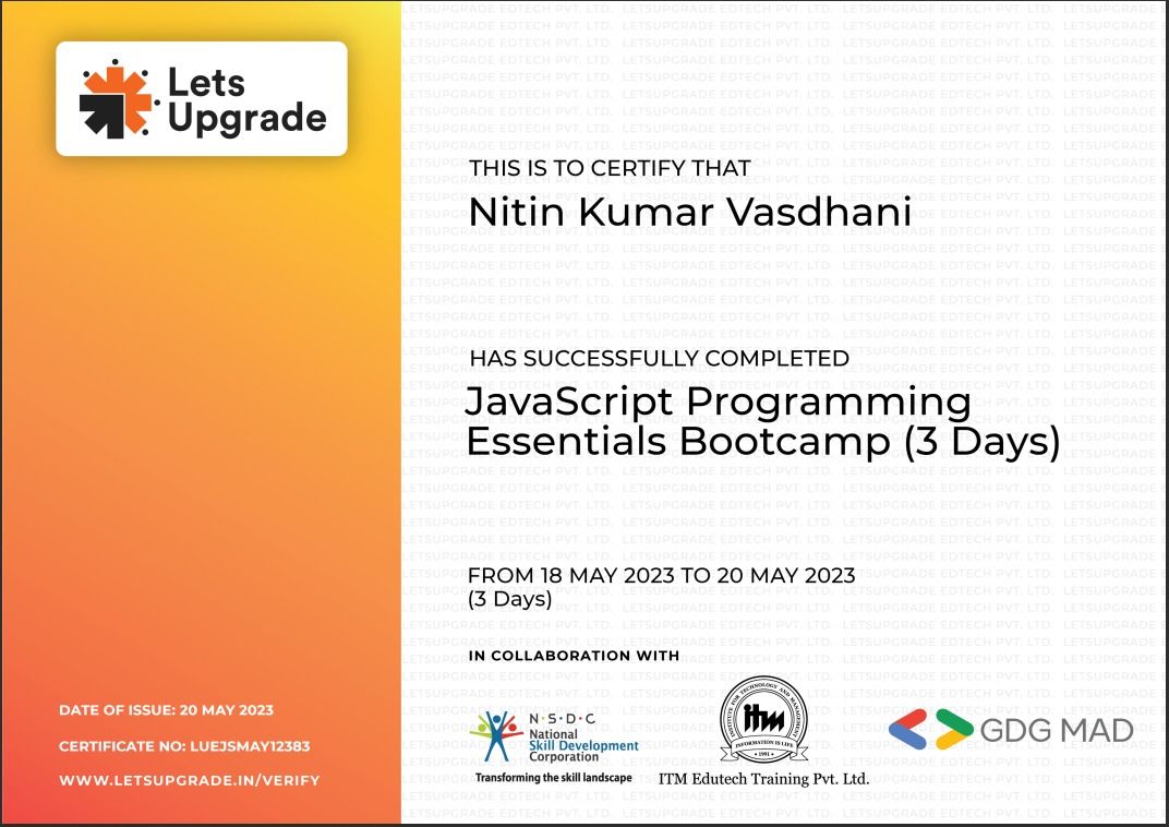 Nitin Kumar Vasdhani on LinkedIn: #javascript #programming #experience ... Nitin Kumar Vasdhani on LinkedIn: #javascript #programming #experience ...