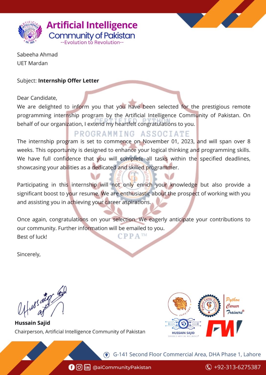 Sabeeha Ahmad on LinkedIn: #aicp #ai #internship #programming # ... Sabeeha Ahmad on LinkedIn: #aicp #ai #internship #programming # ...