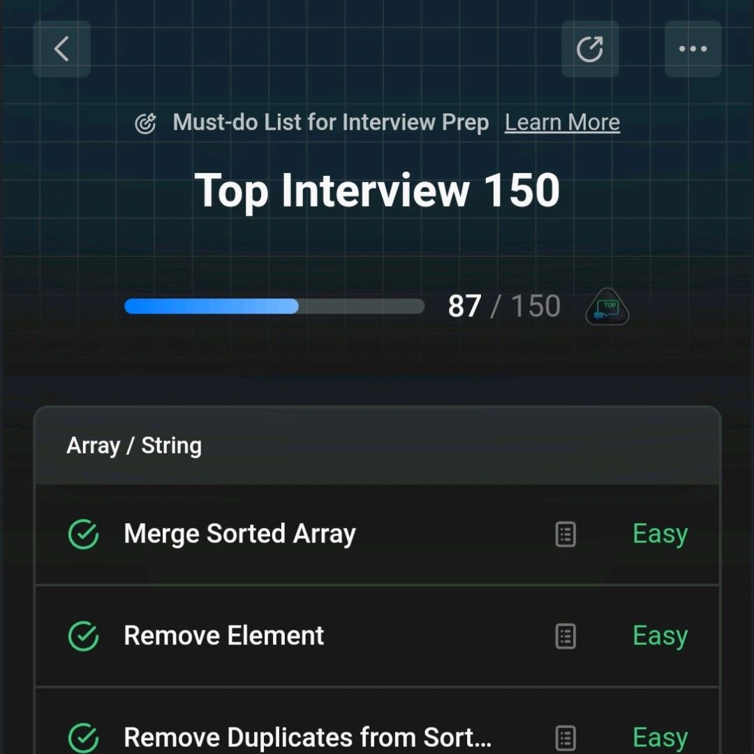 Finished 87% of LeetCode interview questions! | Joseph M V posted on ... Finished 87% of LeetCode interview questions! | Joseph M V posted on ...