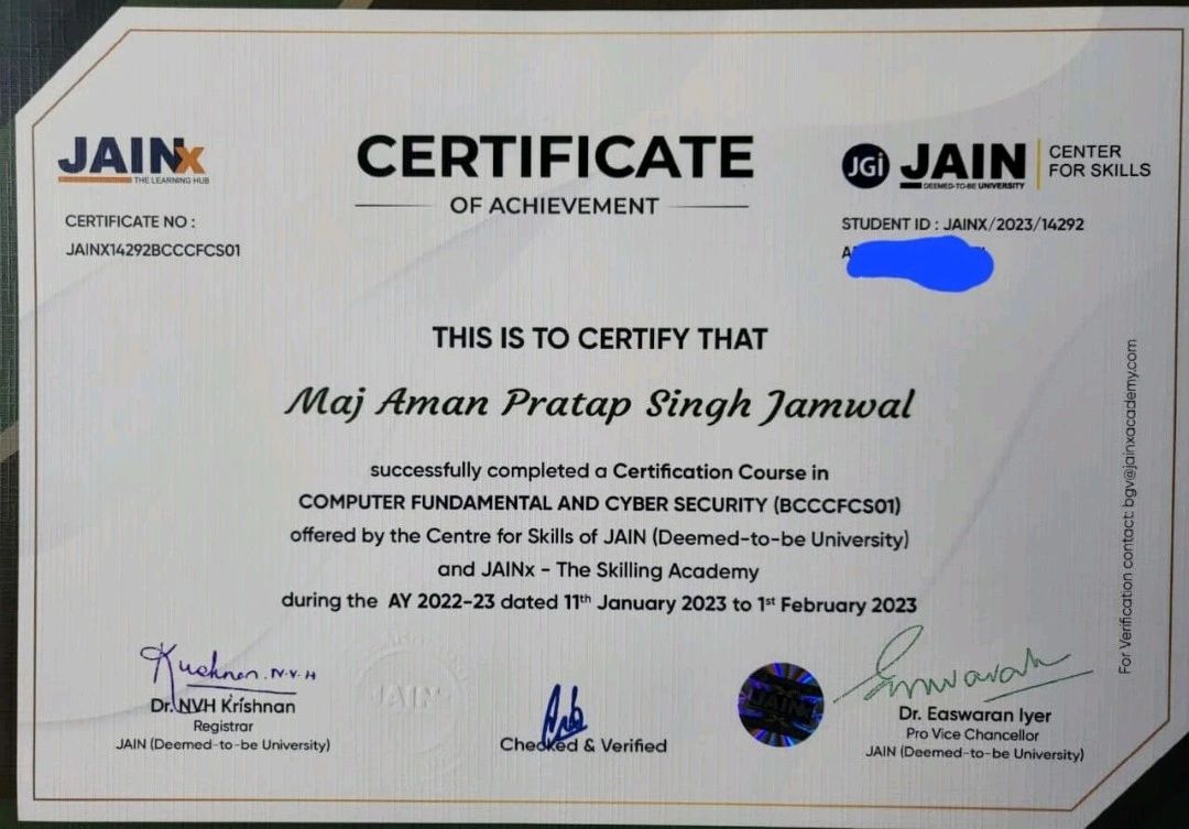 Major Aman Pratap Singh Jamwal posted on LinkedIn Major Aman Pratap Singh Jamwal posted on LinkedIn
