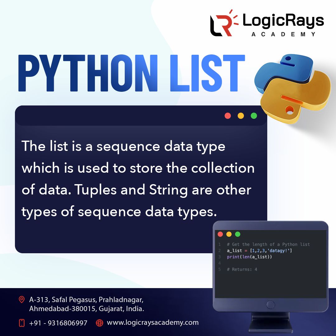 LogicRays Academy on LinkedIn: #python #pythonlist #sequence #data # ... LogicRays Academy on LinkedIn: #python #pythonlist #sequence #data # ...