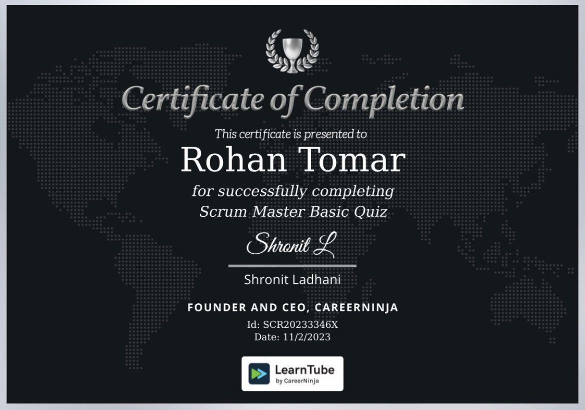 Rohan Tomar on LinkedIn: Hi LinkedIn family , completed Scrum master ... Rohan Tomar on LinkedIn: Hi LinkedIn family , completed Scrum master ...
