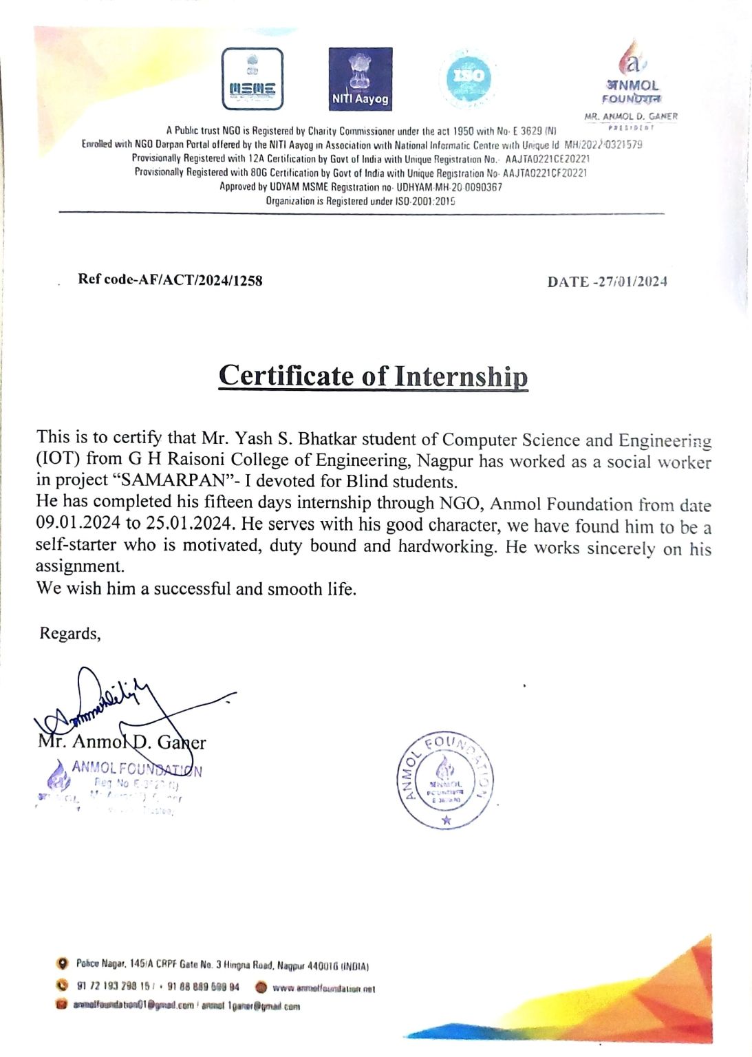 Yash Bhatkar on LinkedIn: #socialimpact #internship #anmolfoundation Yash Bhatkar on LinkedIn: #socialimpact #internship #anmolfoundation