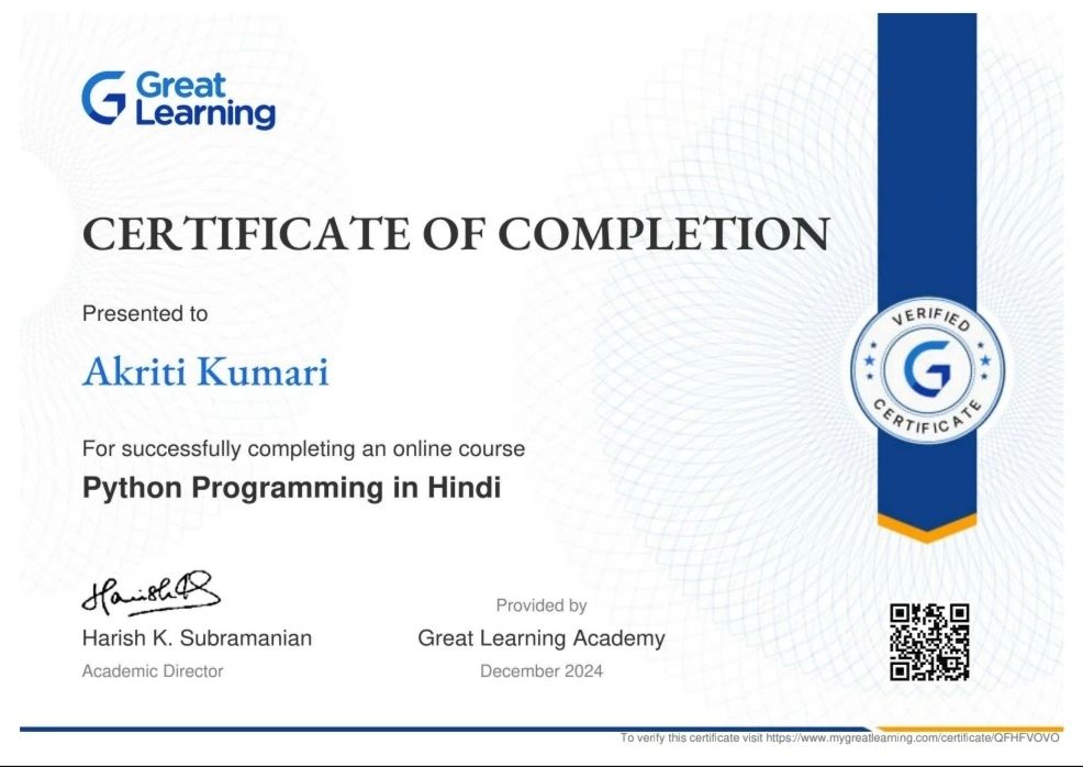 #python #programming #learning #greatlearning #certification… | Akriti ... #python #programming #learning #greatlearning #certification… | Akriti ...