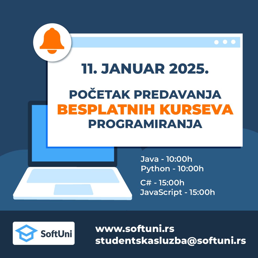 SoftUni Srbija on LinkedIn: #softuni #januar #januar2025 #start # ... SoftUni Srbija on LinkedIn: #softuni #januar #januar2025 #start # ...