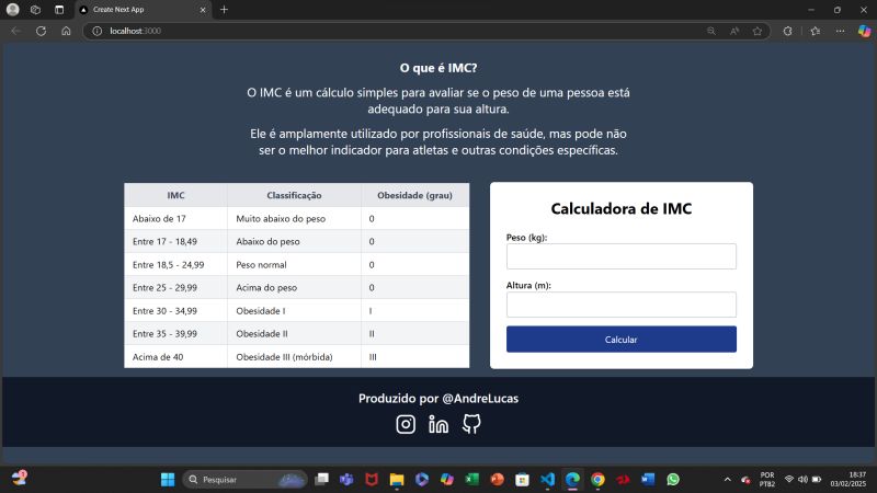 Calculadora IMC - React, TypeScript, Tailwind CSS e Next.js Este ... Calculadora IMC - React, TypeScript, Tailwind CSS e Next.js Este ...