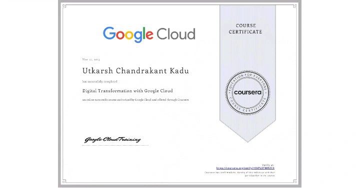 Utkarsh Kadu on LinkedIn: #googlecloud #coursecertificate # ... Utkarsh Kadu on LinkedIn: #googlecloud #coursecertificate # ...