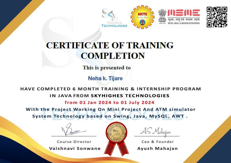 Neha Tijare on LinkedIn: #javadeveloper #internship #corejava # ... Neha Tijare on LinkedIn: #javadeveloper #internship #corejava # ...