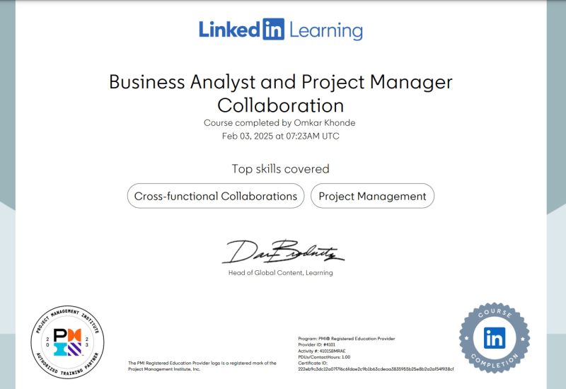 OMKAR KHONDE on LinkedIn: Just completed a course on Business Analyst ... OMKAR KHONDE on LinkedIn: Just completed a course on Business Analyst ...