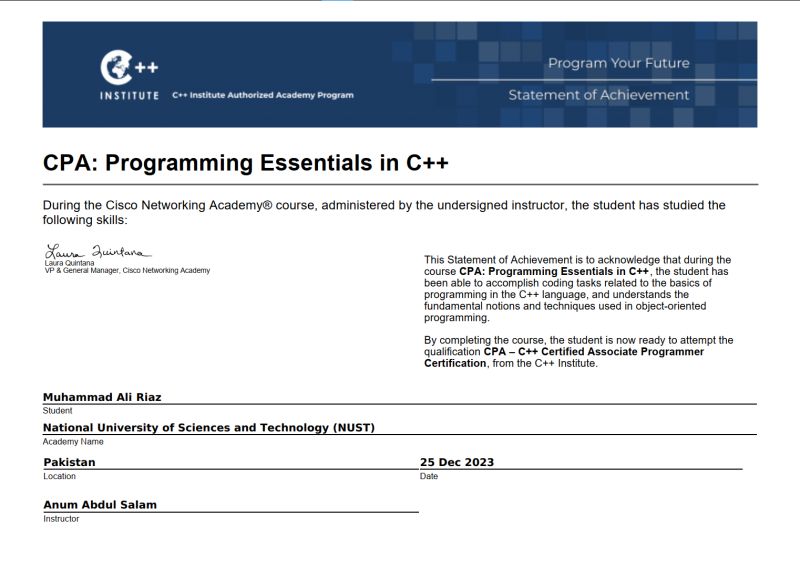 Muhammad Ali Riaz on LinkedIn: #cisco #cpp #fop #oop Muhammad Ali Riaz on LinkedIn: #cisco #cpp #fop #oop
