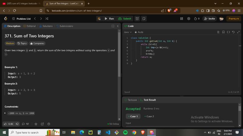 Day 16 Leetcode Journey 371)Sum of integers & 1688)Count of no. of ... Day 16 Leetcode Journey 371)Sum of integers & 1688)Count of no. of ...