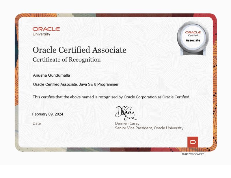 #java8 #certification #softwaredevelopment | Anusha Gundumalla #java8 #certification #softwaredevelopment | Anusha Gundumalla