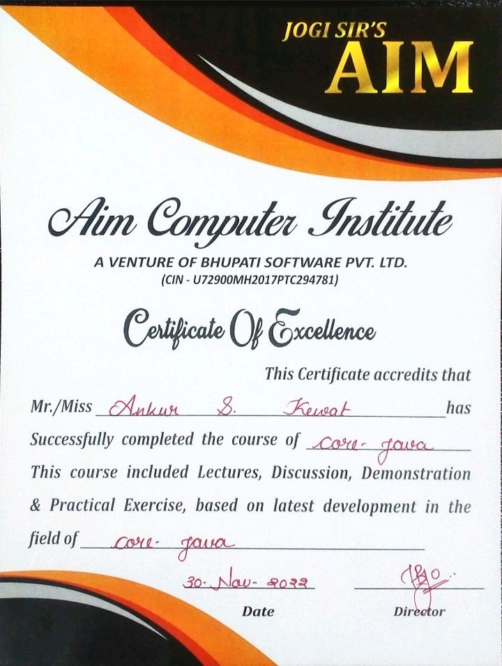 Ankur Kewat on LinkedIn: #corejava #programming #certificate #java # ... Ankur Kewat on LinkedIn: #corejava #programming #certificate #java # ...