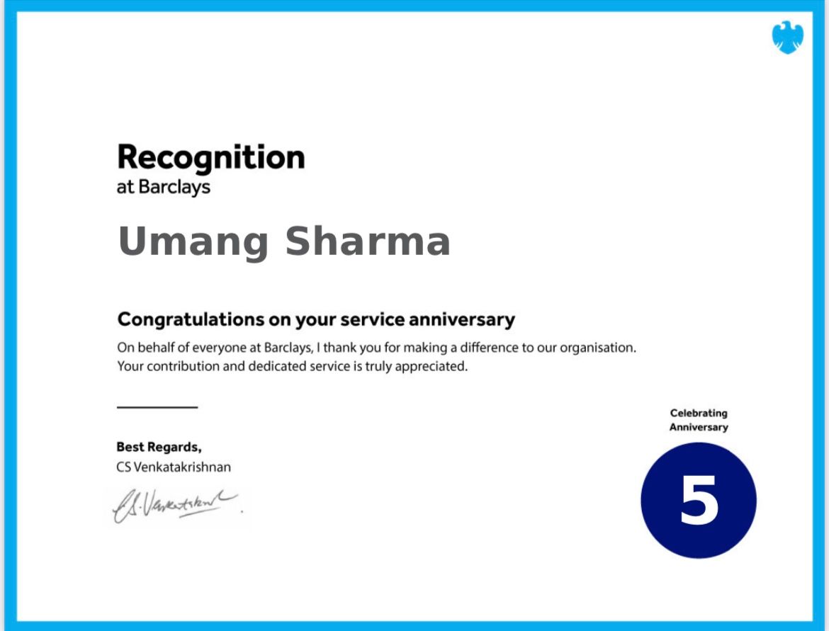Umang Sharma on LinkedIn: #barclays Umang Sharma on LinkedIn: #barclays
