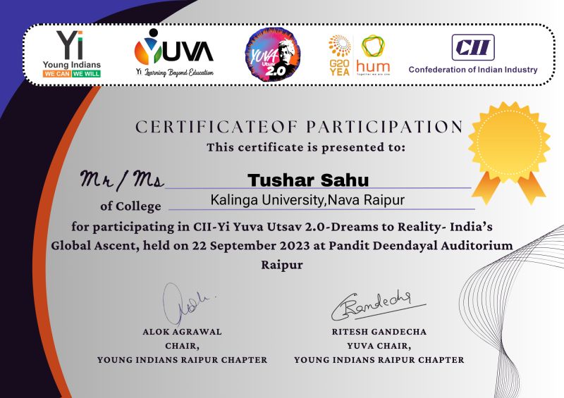 Tushar Sahu on LinkedIn: Certificate of Participation Tushar Sahu on LinkedIn: Certificate of Participation