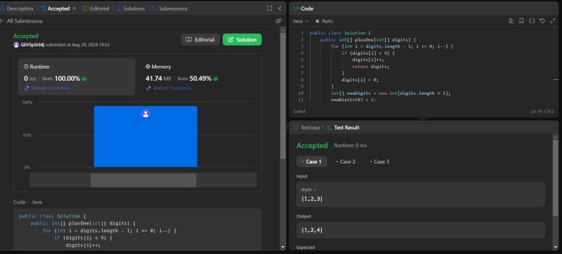 Abhishek Subi on LinkedIn: My fourth coding in leetcode using java.. 66 ... Abhishek Subi on LinkedIn: My fourth coding in leetcode using java.. 66 ...