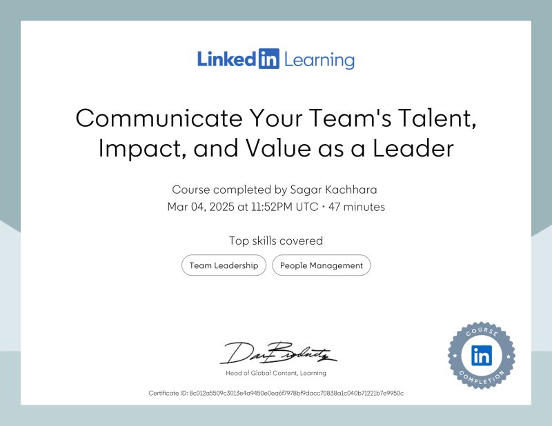 Sagar Kachhara on LinkedIn: Certificate of Completion Sagar Kachhara on LinkedIn: Certificate of Completion