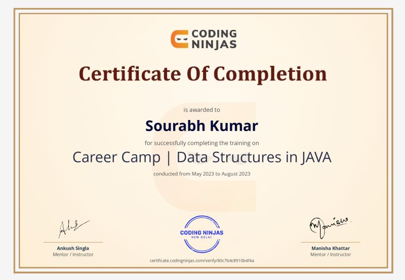 Sourabh Kumar on LinkedIn: #dsa #codingninjas #java #learning # ... Sourabh Kumar on LinkedIn: #dsa #codingninjas #java #learning # ...