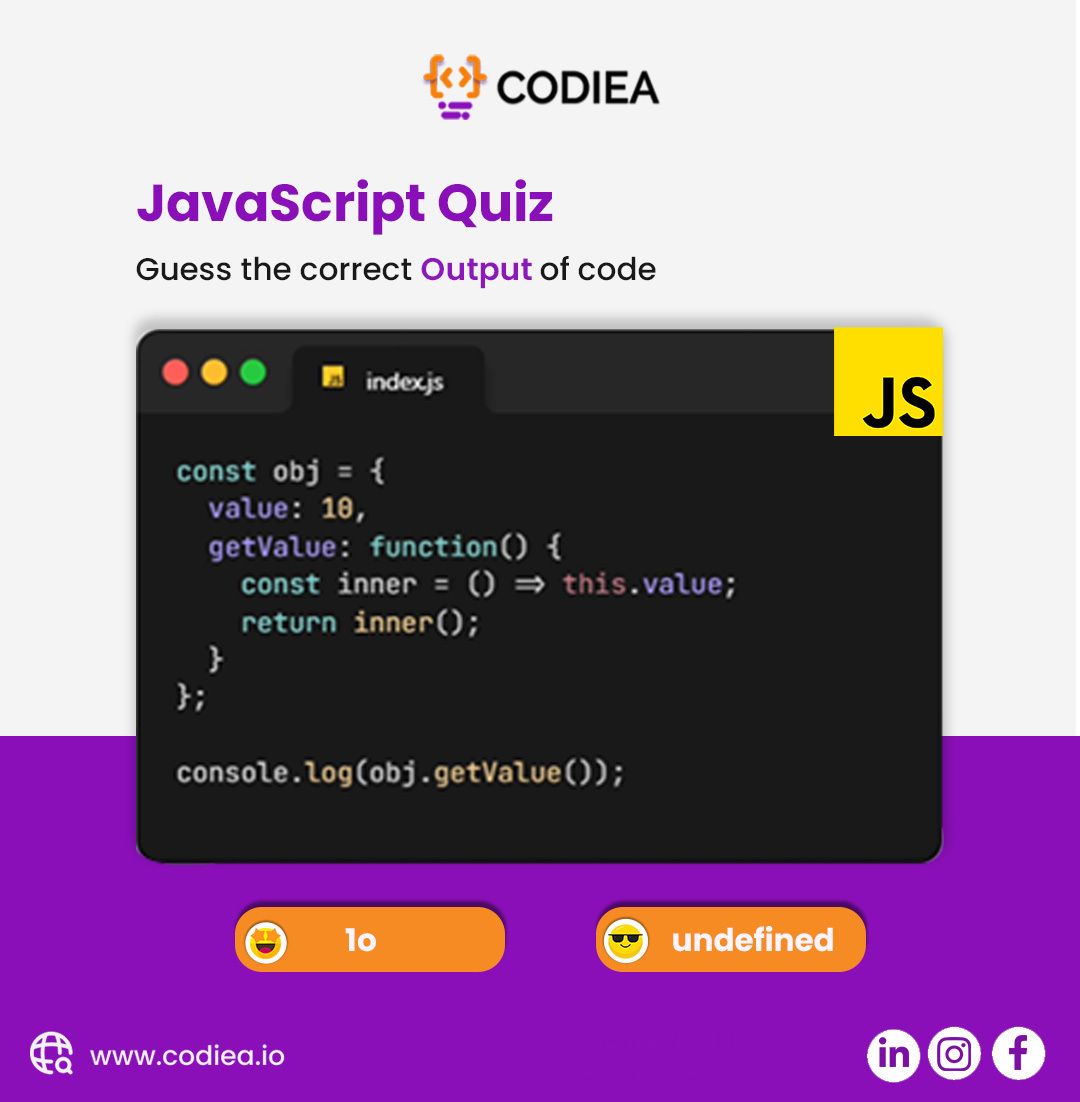Codiea.io on LinkedIn: #javascript #codingquiz #webdevelopment Codiea.io on LinkedIn: #javascript #codingquiz #webdevelopment
