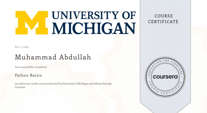 Muhammad Abdullah on LinkedIn: #python #certification #learningjourney Muhammad Abdullah on LinkedIn: #python #certification #learningjourney