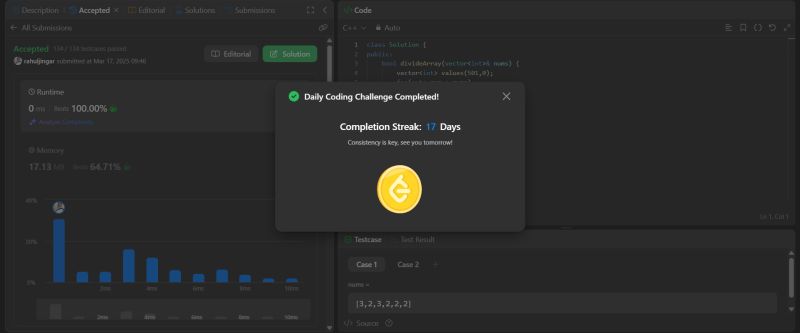 #day71 #leetcode #cplusplus #dividearray #problemsolving #algorithms ... #day71 #leetcode #cplusplus #dividearray #problemsolving #algorithms ...