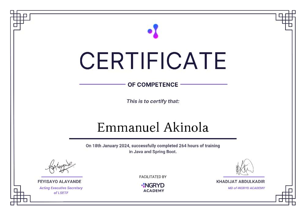 Akinola Emmanuel on LinkedIn: #javadeveloper #springboot # ... Akinola Emmanuel on LinkedIn: #javadeveloper #springboot # ...