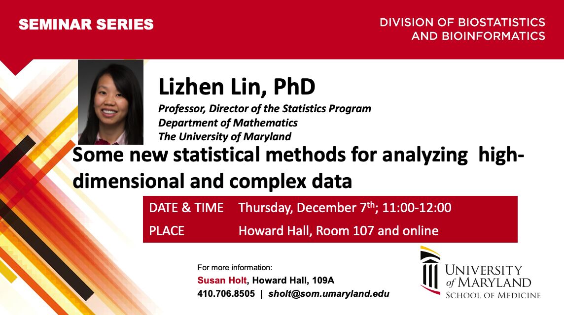 Biostats Seminar Series on complex data | UMSOM Department of ... Biostats Seminar Series on complex data | UMSOM Department of ...