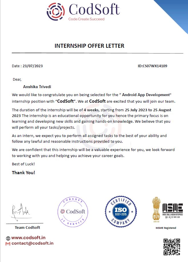 Anshika trivedi on LinkedIn: #codsoft Anshika trivedi on LinkedIn: #codsoft