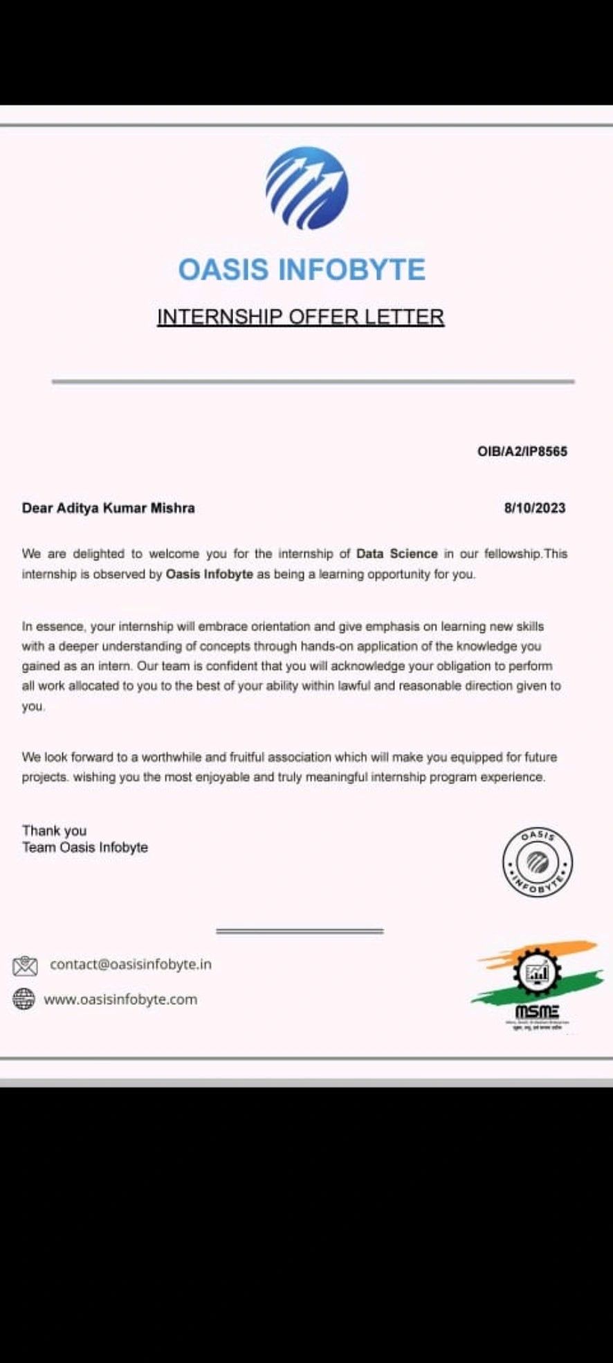 Aditya Kumar Mishra on LinkedIn: #internship Aditya Kumar Mishra on LinkedIn: #internship