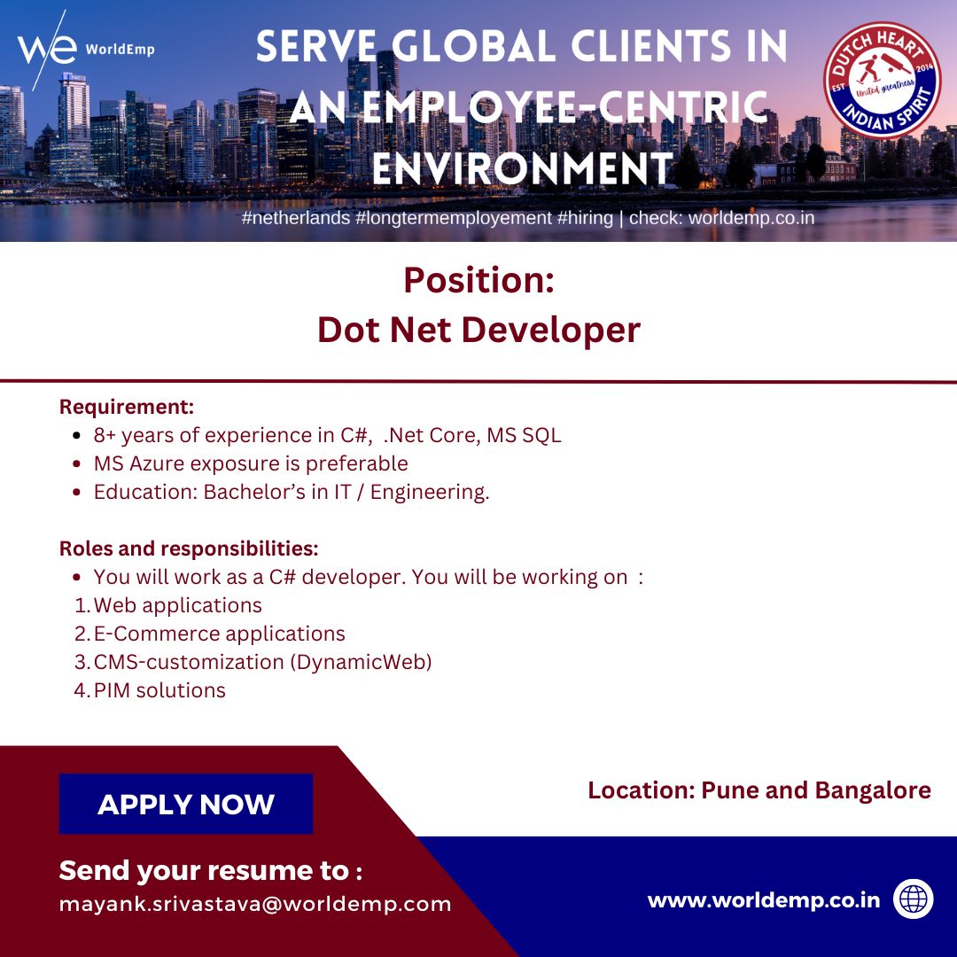 Shraddha Manurkar on LinkedIn: #dotnetdeveloper #dotnetjobs #msazure # ... Shraddha Manurkar on LinkedIn: #dotnetdeveloper #dotnetjobs #msazure # ...