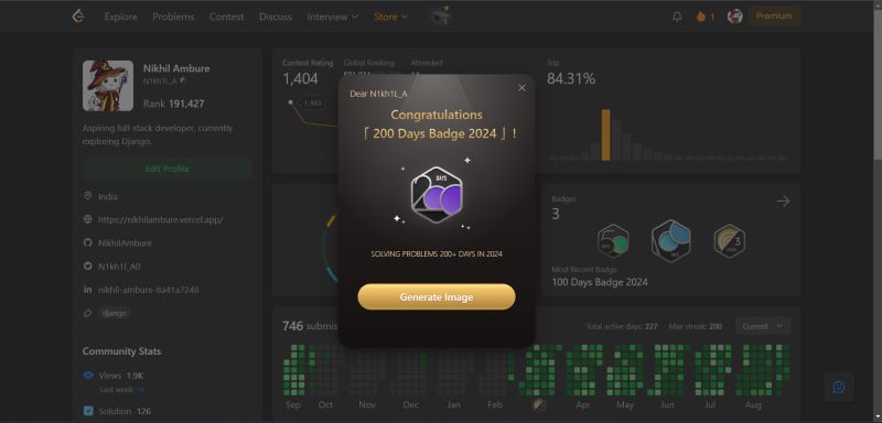My 200-day streak on LeetCode solved 350+ problems | Nikhil Ambure ... My 200-day streak on LeetCode solved 350+ problems | Nikhil Ambure ...