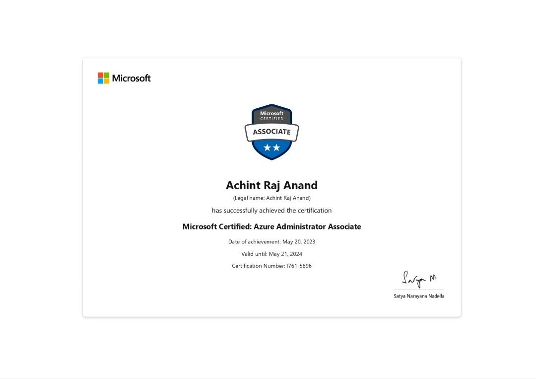 Achint Raj Anand on LinkedIn: #microsoftazure #azureadministrator # ... Achint Raj Anand on LinkedIn: #microsoftazure #azureadministrator # ...