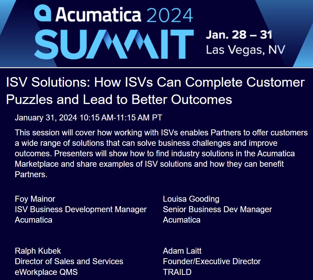 TRAILD on LinkedIn: #streamline #automate #protect #acumaticasummit TRAILD on LinkedIn: #streamline #automate #protect #acumaticasummit