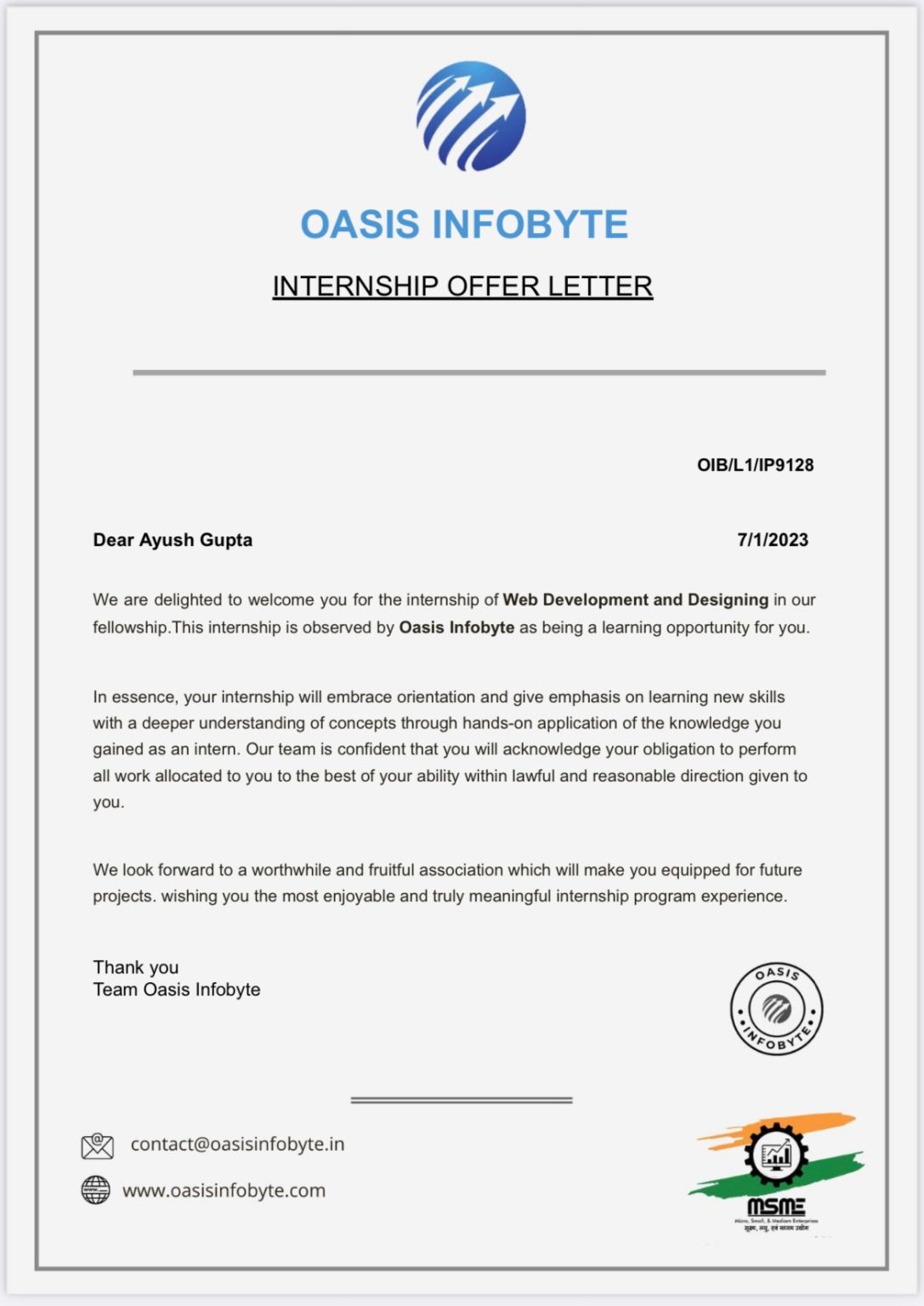Ayush Gupta on LinkedIn: #oasisinfobyte #internship #webdevelopment Ayush Gupta on LinkedIn: #oasisinfobyte #internship #webdevelopment