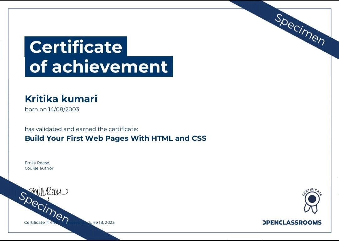 Kritika Kumari on LinkedIn: #webpage #htmlcss #certificateofachievement ... Kritika Kumari on LinkedIn: #webpage #htmlcss #certificateofachievement ...