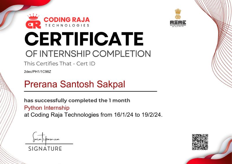 Prerana Sakpal on LinkedIn: #python #internship Prerana Sakpal on LinkedIn: #python #internship