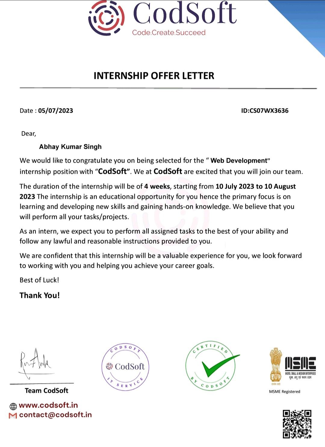 Abhay Kumar Singh on LinkedIn: #webdevelopment #intern #internship # ... Abhay Kumar Singh on LinkedIn: #webdevelopment #intern #internship # ...