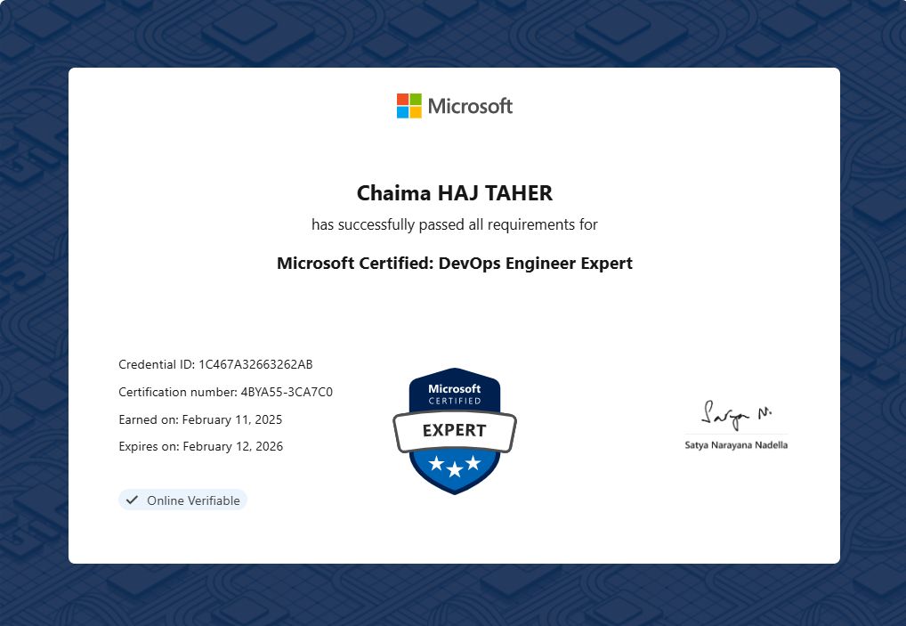 #microsoftcertified #devopsengineer #professionalgrowth… | Chaima Haj ... #microsoftcertified #devopsengineer #professionalgrowth… | Chaima Haj ...