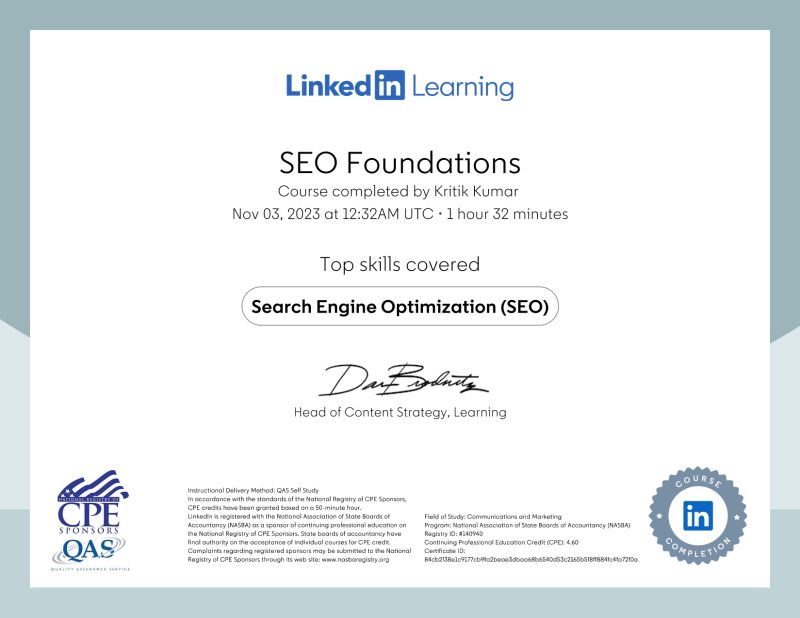 Kritik Kumar on LinkedIn: Certificate of Completion Kritik Kumar on LinkedIn: Certificate of Completion