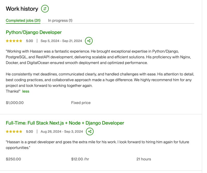 Muhammad Hassan on LinkedIn: #upwork #python #django #restapi # ... Muhammad Hassan on LinkedIn: #upwork #python #django #restapi # ...