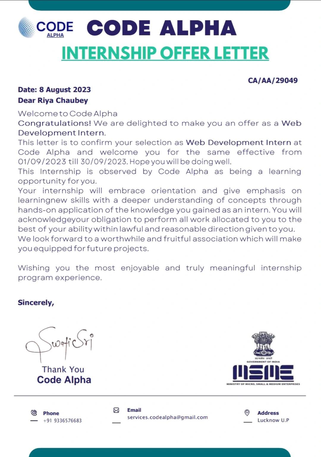 Riya Chaubey on LinkedIn: #internship #codealpha #carrergrowth Riya Chaubey on LinkedIn: #internship #codealpha #carrergrowth