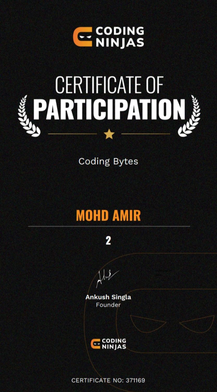 MOHD AMIR on LinkedIn: #2nd #codingninjas #codingbytecontest # ... MOHD AMIR on LinkedIn: #2nd #codingninjas #codingbytecontest # ...