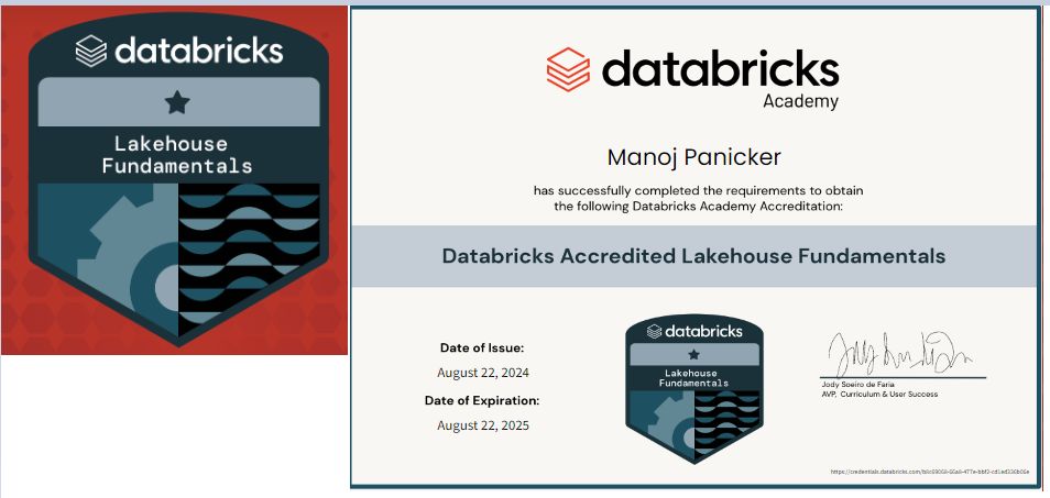 Manoj Panicker on LinkedIn: #databricks #databricks #certification # ... Manoj Panicker on LinkedIn: #databricks #databricks #certification # ...