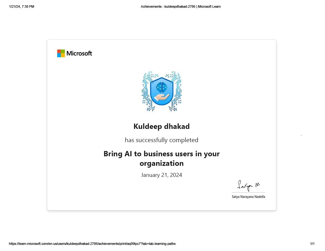 Leading AI solutions at Microsoft | Kuldeep Dhakad posted on the topic ... Leading AI solutions at Microsoft | Kuldeep Dhakad posted on the topic ...