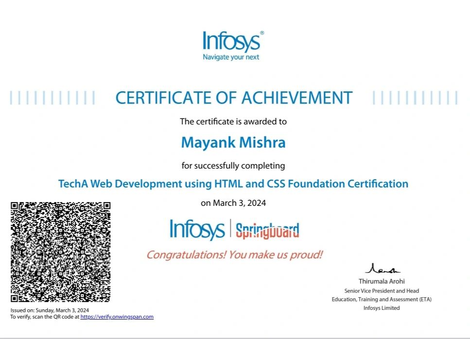Mayank Mishra on LinkedIn: #webdevelopment #html #css #infosysspringboard Mayank Mishra on LinkedIn: #webdevelopment #html #css #infosysspringboard