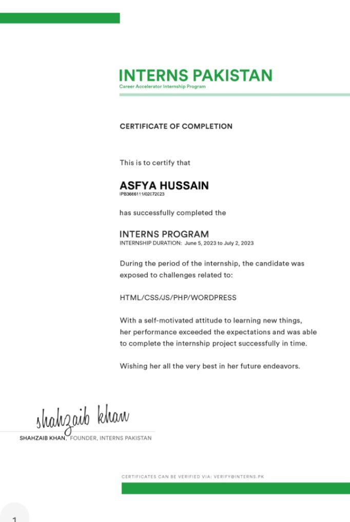 Asfiya Hussain on LinkedIn: #internship #internspakistan # ... Asfiya Hussain on LinkedIn: #internship #internspakistan # ...