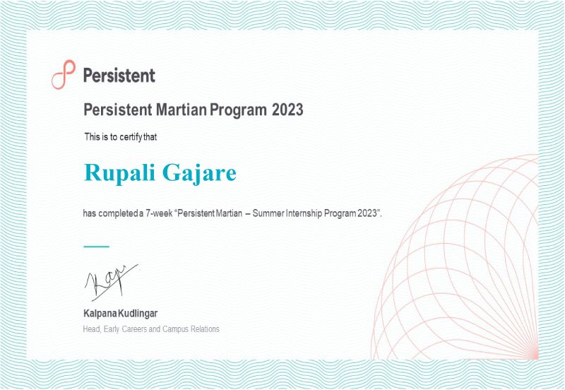 Rupali Gajare on LinkedIn: #persistentsystem #persistentmartianprogram Rupali Gajare on LinkedIn: #persistentsystem #persistentmartianprogram