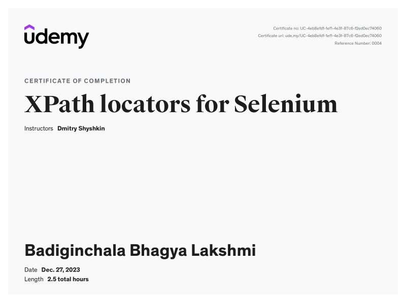 Bhagyalakshmi Badiginchala on LinkedIn: #selenium #xpath # ... Bhagyalakshmi Badiginchala on LinkedIn: #selenium #xpath # ...